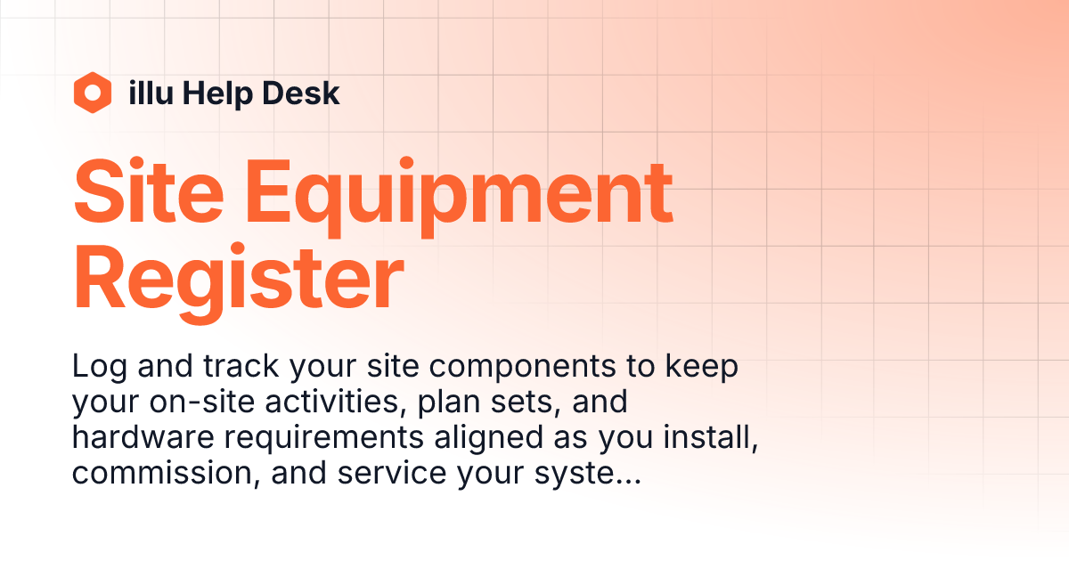 Site Equipment Register | illu Help Desk